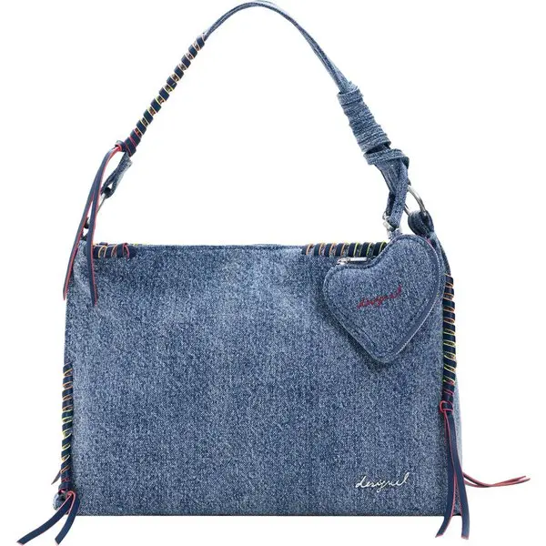 Desigual Denim Shoulder Bag With Removable Pouch - Light Blue