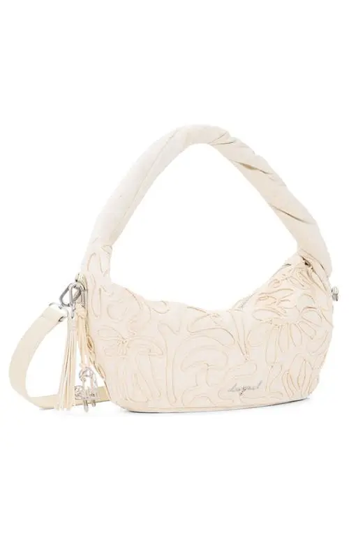 Desigual Raffia & Canvas Shoulder Bag