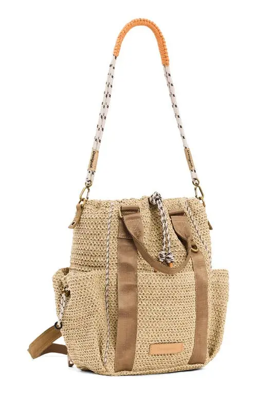 Desigual Medium Voyager Raffia Backpack - Dark Beige