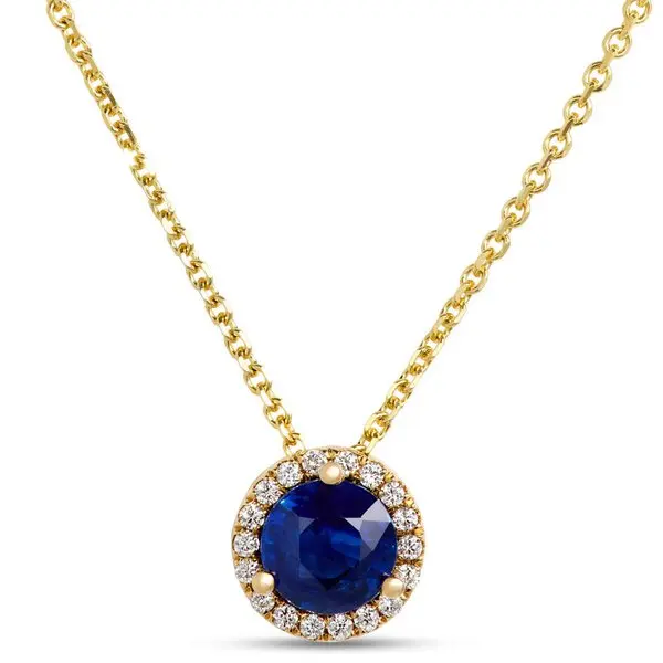 Benbridge Round Sapphire And Diamond Halo Pendant Necklace - Blue