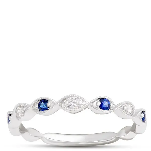 Benbridge 14k White Gold Sapphire And Diamond Ring - Blue