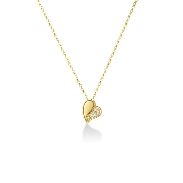 Roberto Coin 18k Yellow Gold Amorino Diamond Heart Necklace - Yg