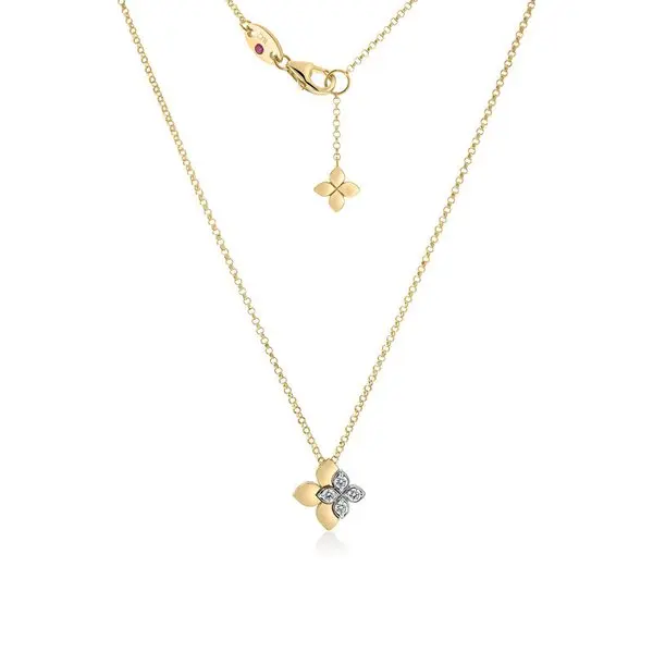 Roberto Coin 18k Yellow Gold Love In Verona Diamond Flower Necklace - Yg