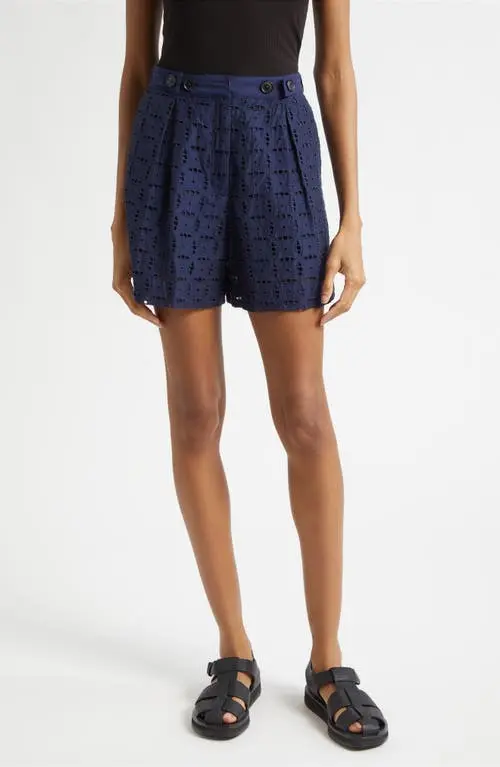 Derek Lam 10 Crosby Boswell Eyelet Lace Shorts - Navy