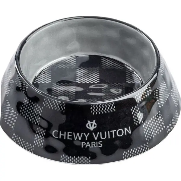 HAUTE DIGGITY DOG Chewy Vuiton Pet Bowl - Black Checker
