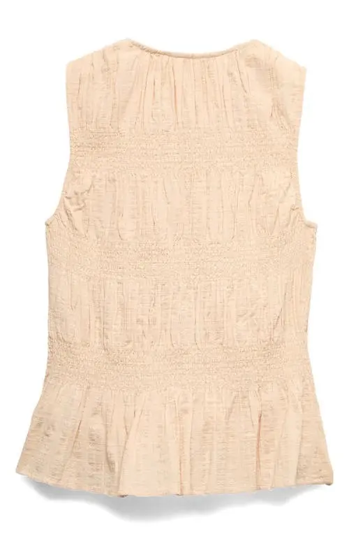 PER UNA BY M&S Shirred Button Top - Ecru Brown