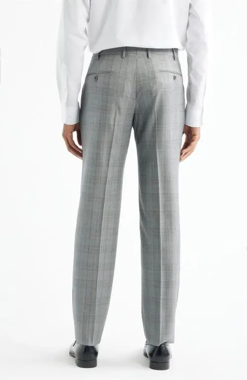 Zanella Parker Flat Front Plaid Wool Dress Pants - Stone