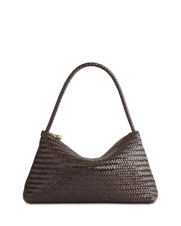 Madewell Large Leather Shoulder Bag Woven Collection - Coffee Bean