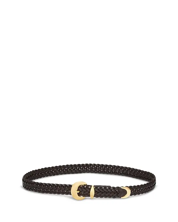 Madewell Lucie Domed Buckle Woven Leather Belt - Coffee Bean