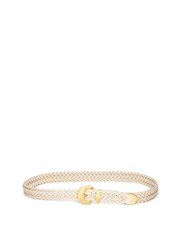 Madewell Lucie Domed Buckle Woven Leather Belt - Vintage Muslin