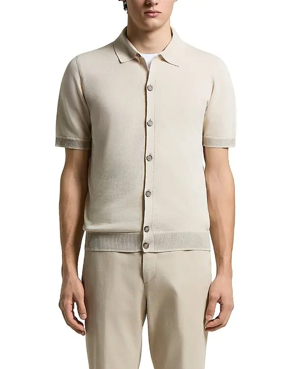 Peserico Regular Fit Button Front Sweater Shirt - Shell Beige