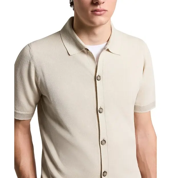 Peserico Regular Fit Button Front Sweater Shirt - Shell Beige