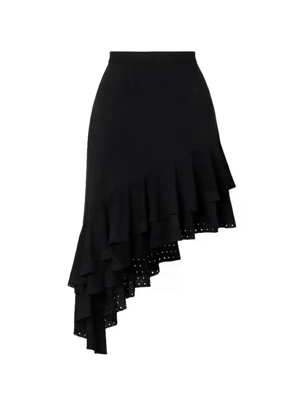 Sandro Ruffled Asymmetrical Knit Skirt