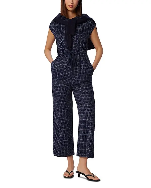 Whistles Grid Print Sleeveless Jumpsuit - Blue/multi