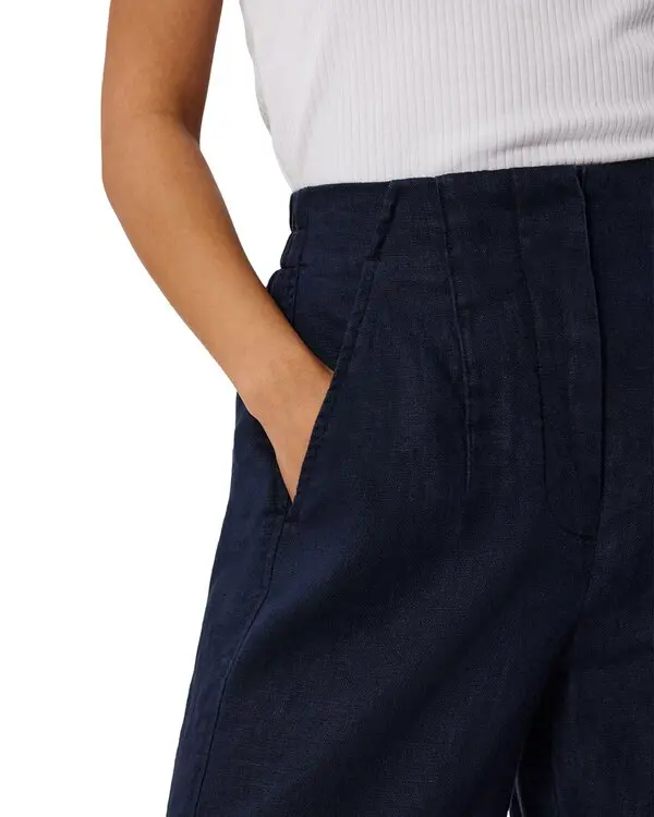 Whistles Petites Linen Barrel Leg Trousers - Navy
