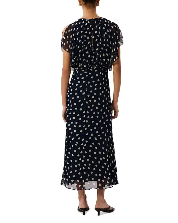 Whistles Polka Dot Print Midi Dress - Navy/multi