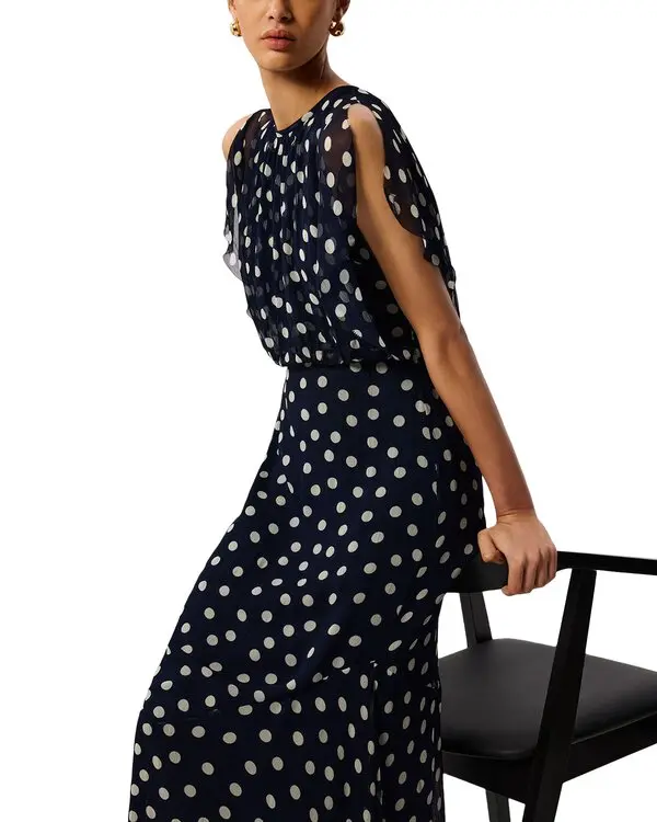 Whistles Polka Dot Print Midi Dress - Navy/multi
