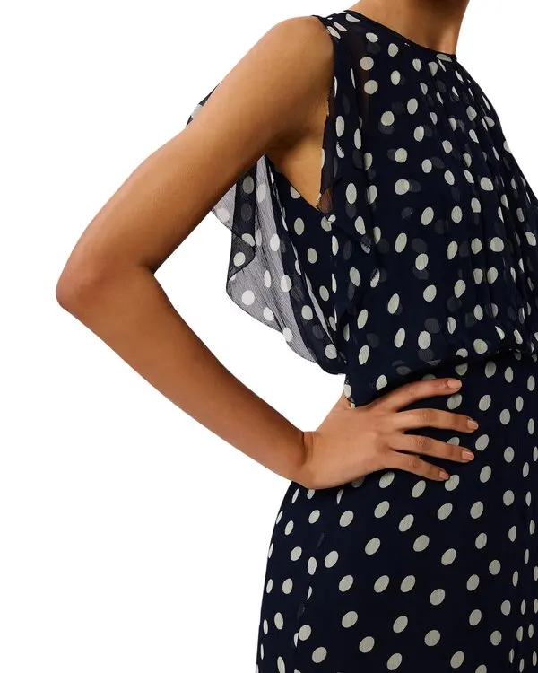 Whistles Polka Dot Print Midi Dress - Navy/multi