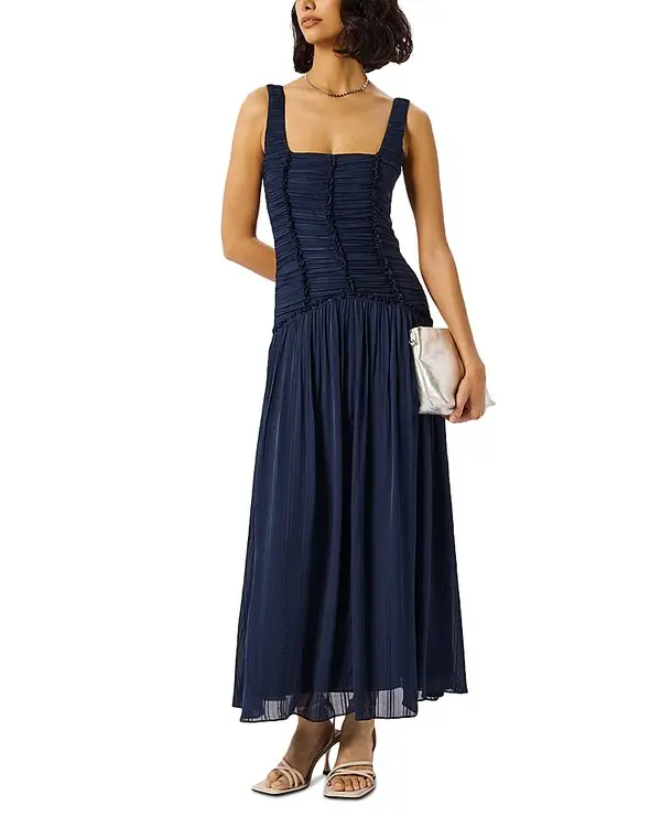 Whistles Shirred Bodice Midi Dress
