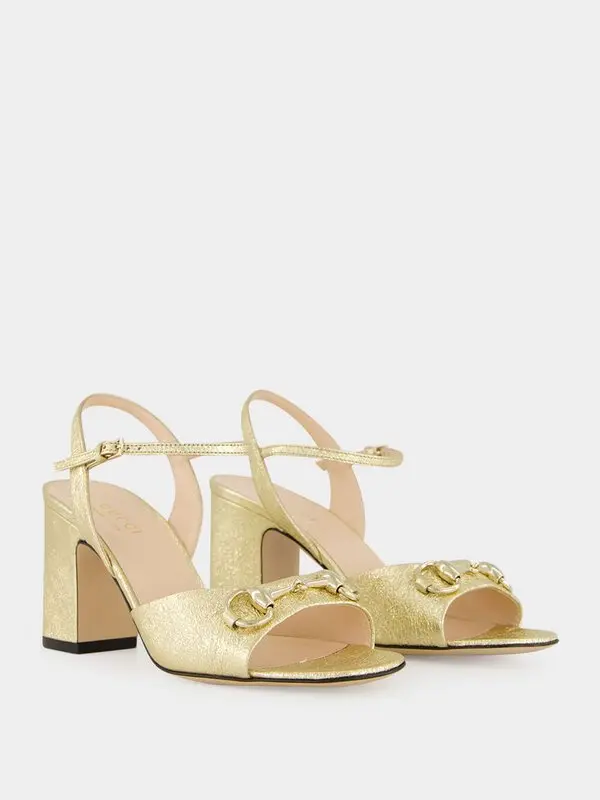 Gucci Metallic Leather Horsebit Sandals - Gold