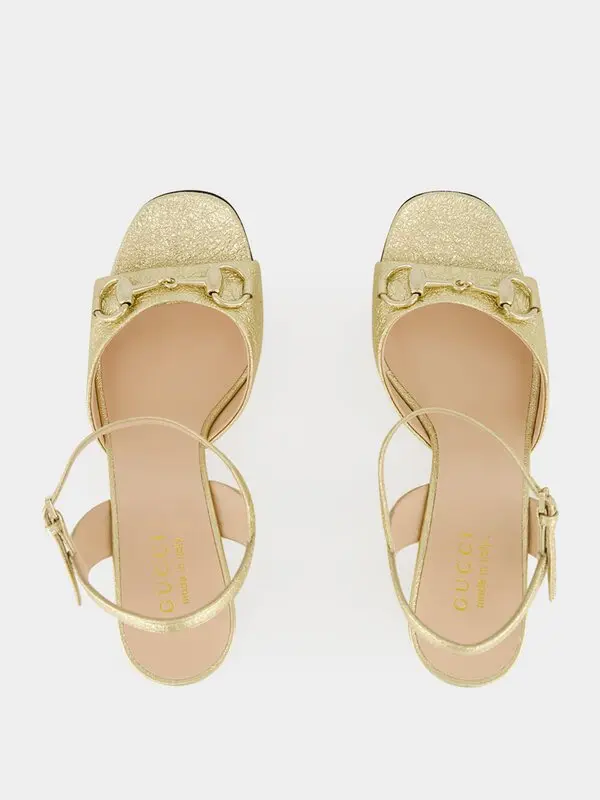 Gucci Metallic Leather Horsebit Sandals - Gold