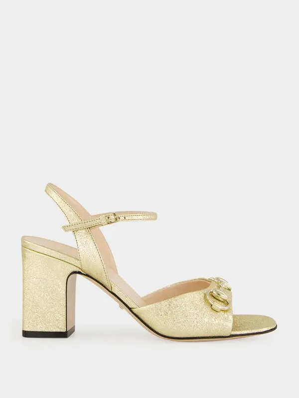 Gucci Metallic Leather Horsebit Sandals - Gold