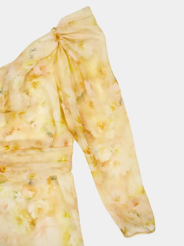 Zimmermann Floral Crush Asymmetrical Midi Dress - Yellow