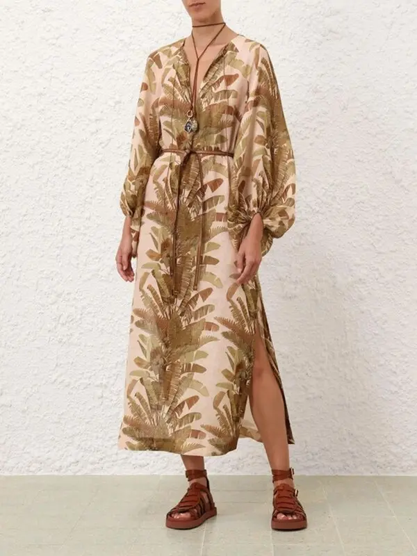 Zimmermann Palm Ascension Linen Midi Dress - Multicolour