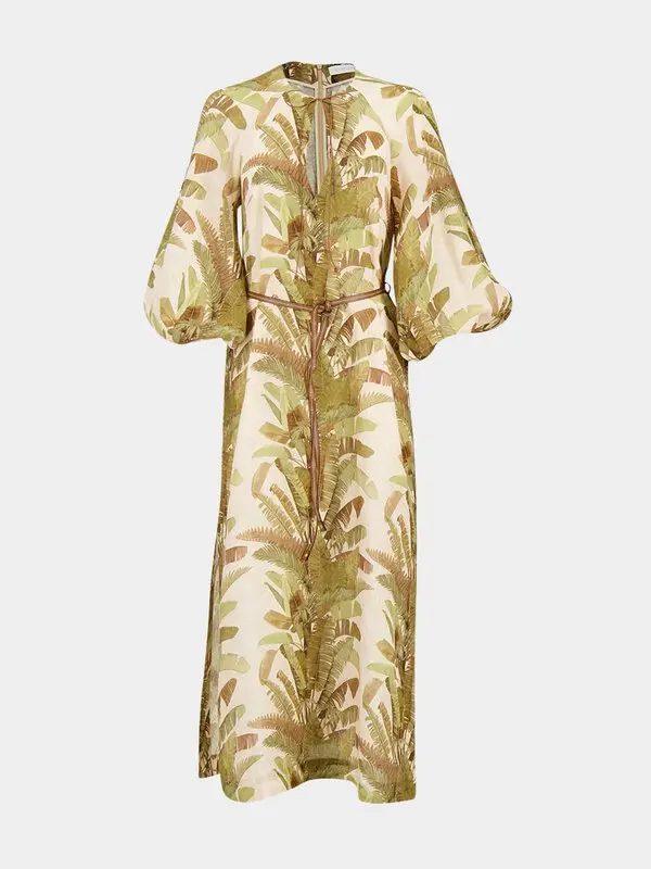 Zimmermann Palm Ascension Linen Midi Dress - Multicolour
