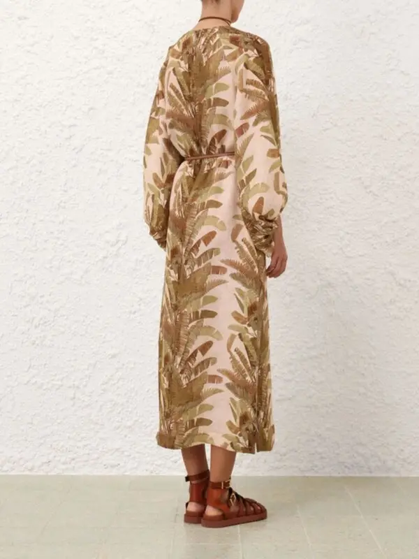 Zimmermann Palm Ascension Linen Midi Dress - Multicolour