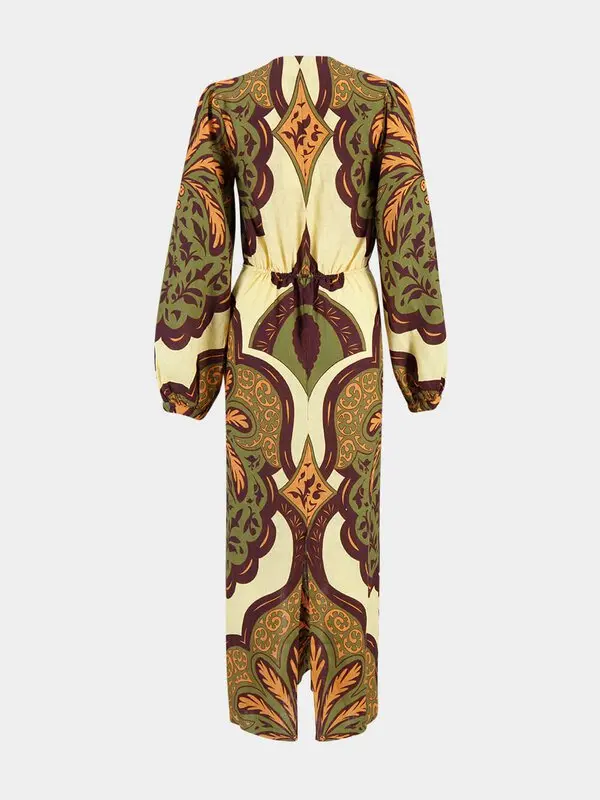 Johanna Ortiz Across Paradise Linen Midi Dress - Multicolour