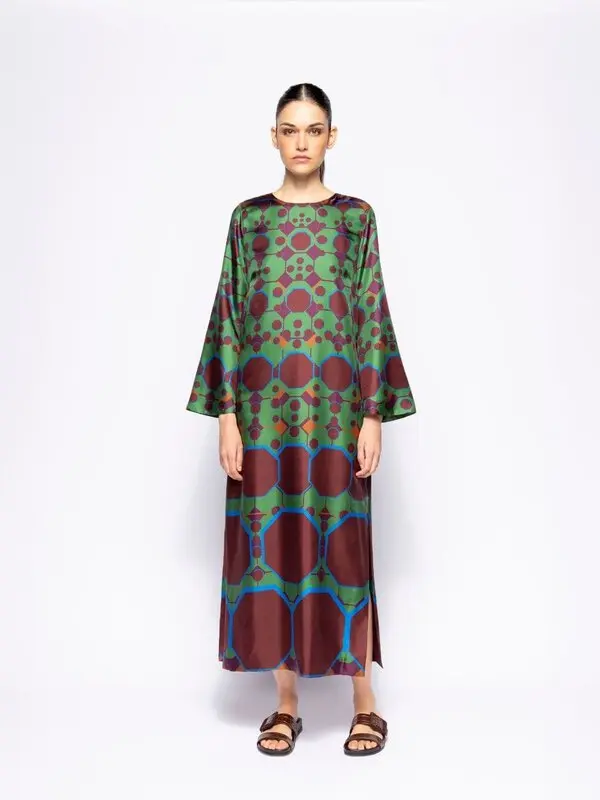 PAULA Shirley Octa Print Printed Silk Twill Maxi Dress - Multicolour
