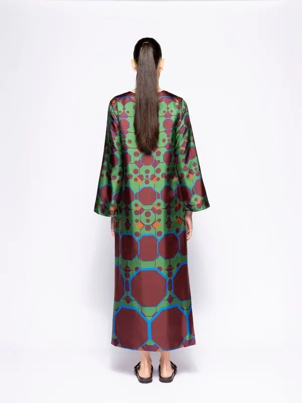 PAULA Shirley Octa Print Printed Silk Twill Maxi Dress