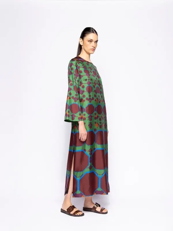 PAULA Shirley Octa Print Printed Silk Twill Maxi Dress