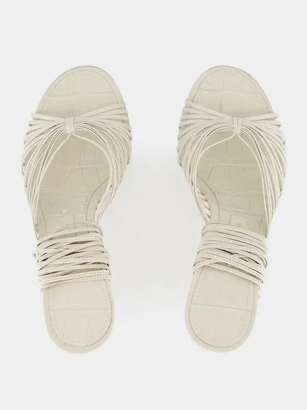 FERRAGAMO Atena 85mm Leather Sandals - White