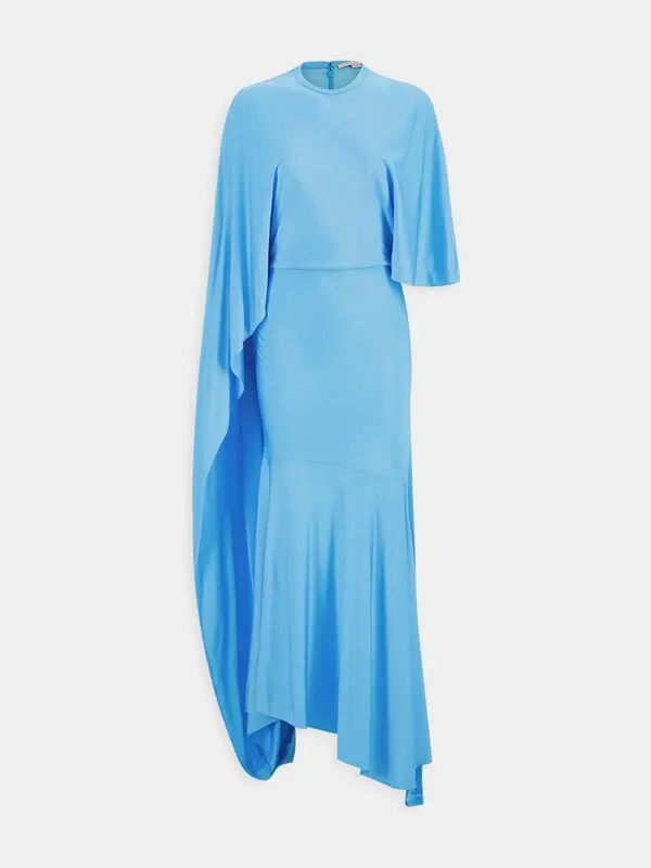 Stella McCartney Asymmetric Cape Maxi Dress - Blue