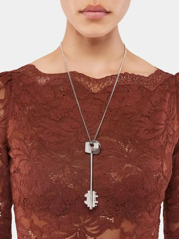 Rabanne Key Pendant Necklace - Silver