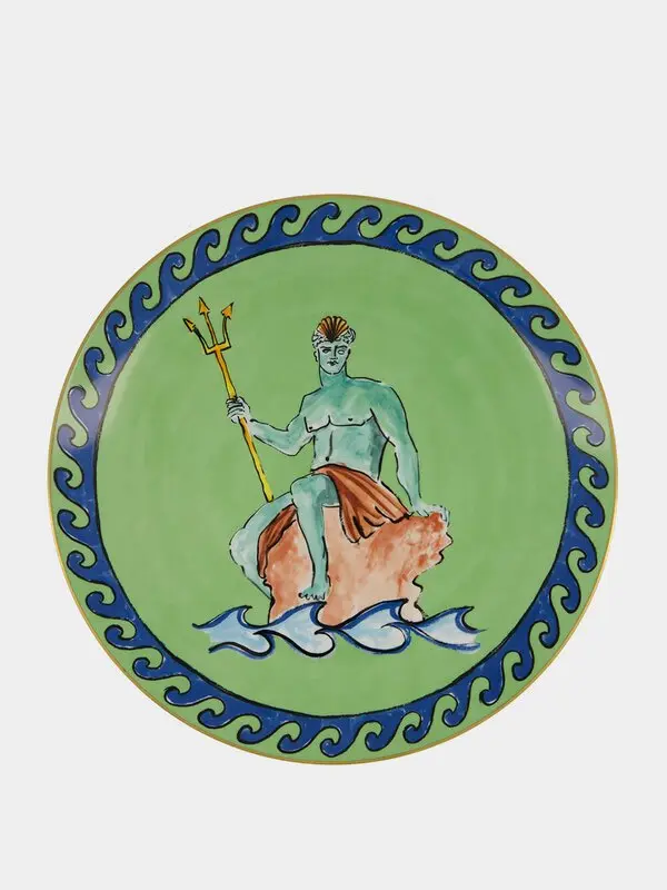 GINORI 1735 Il Viaggio Di Nettuno Moss Charger Plate - Green