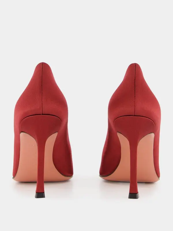 Amina Muaddi Camelia Satin Pumps - Red