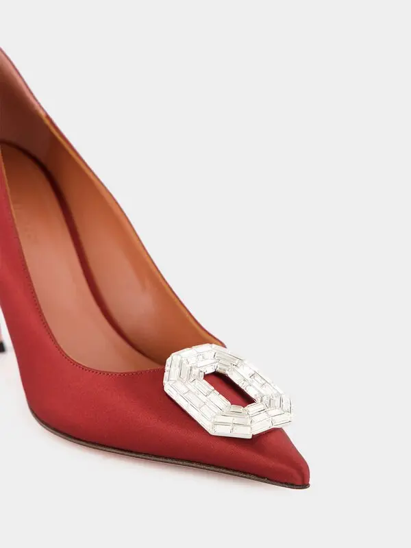 Amina Muaddi Camelia Satin Pumps - Red