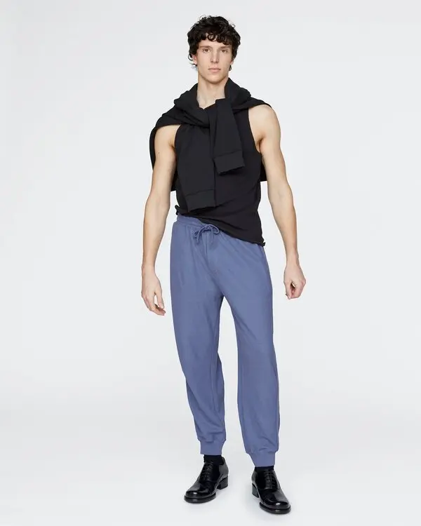 ATM Anthony Thomas Melillo Pima Cotton Pique Banded Bottom Sweatpants - Dusk Blue