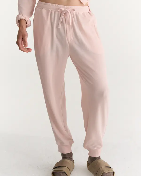 ATM Anthony Thomas Melillo Pima Cotton Pique Banded Bottom Sweatpants - Faded Rose