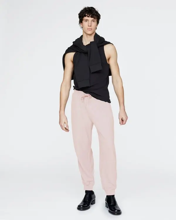 ATM Anthony Thomas Melillo Pima Cotton Pique Banded Bottom Sweatpants - Faded Rose