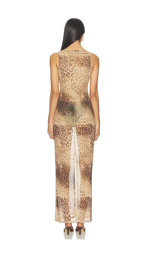 Superdown Sleeveless Maxi Dress With Sheer And Back Vent