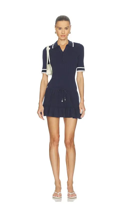 The Upside Plume Knit Collared Dress - Navy