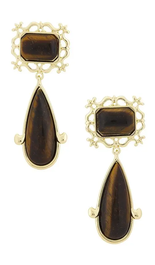PETIT MOMENTS Viva Dangle Earrings - Gold & Brown