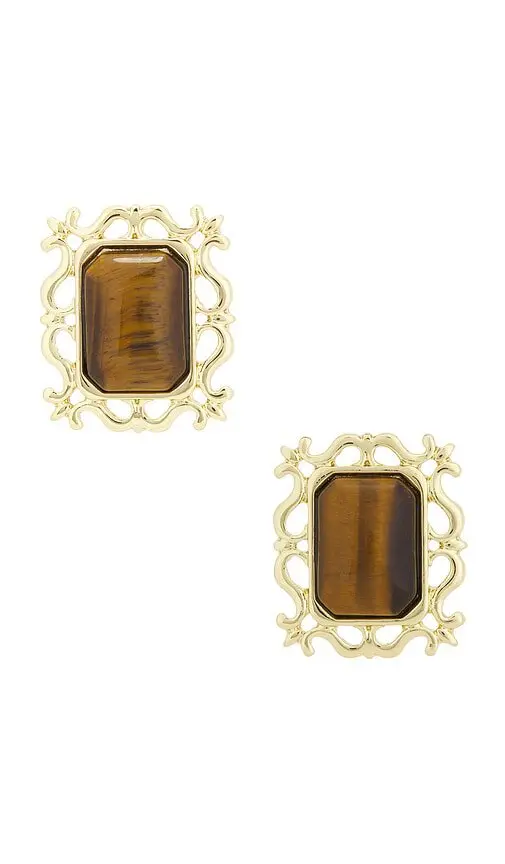 PETIT MOMENTS Viva Stud Earrings - Gold & Brown