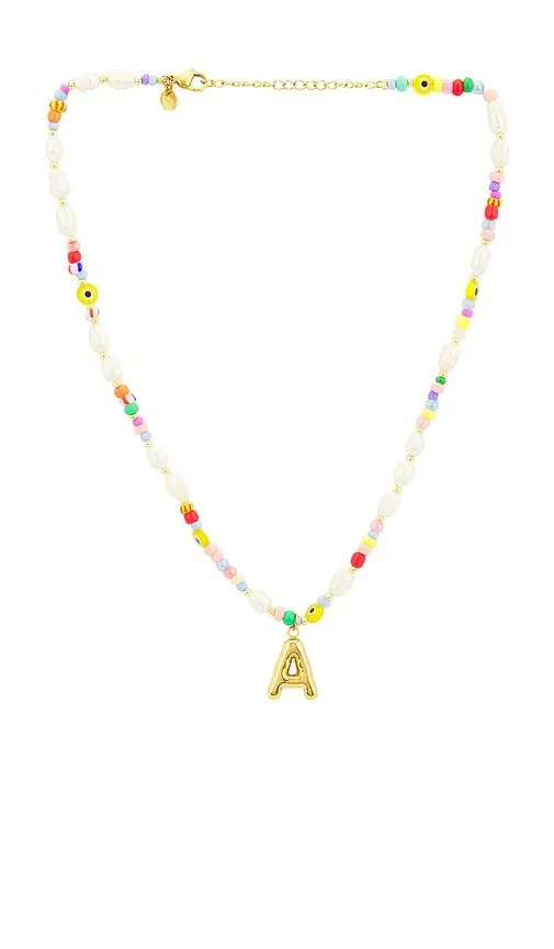 PETIT MOMENTS Beaded Pearl Initial Necklace - Multi