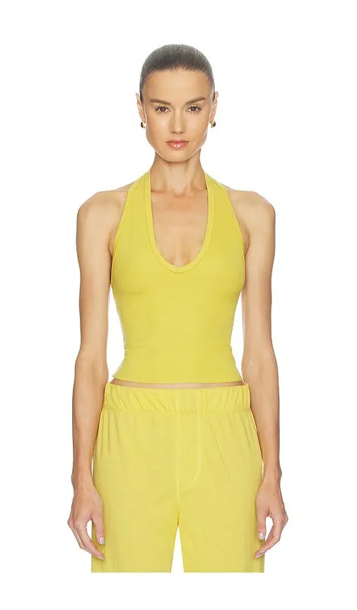 Eterne Butter Rib Cropped Halter Top