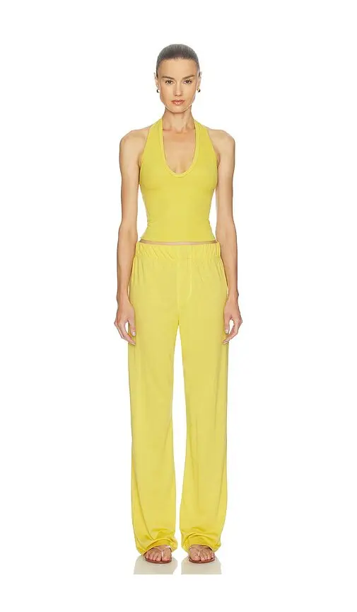 Eterne Butter Rib Cropped Halter Top